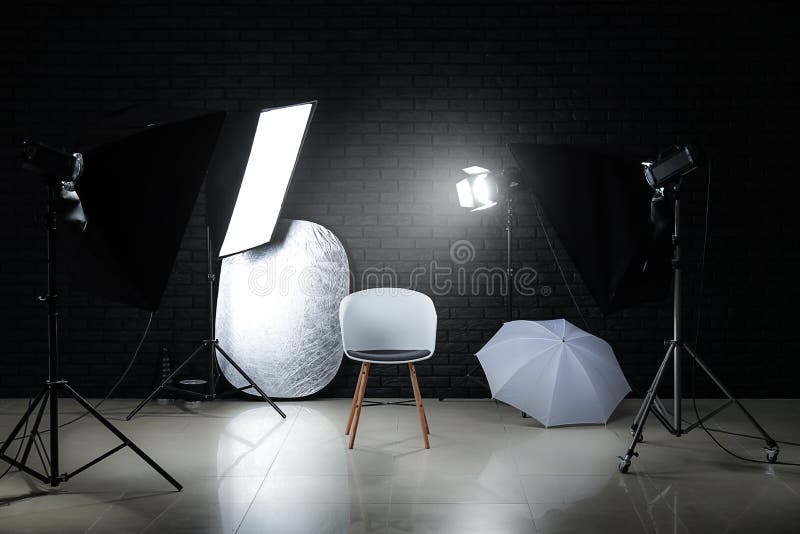 Modern Photo Studio with Professional Lighting Equipment Stock Photo ...
