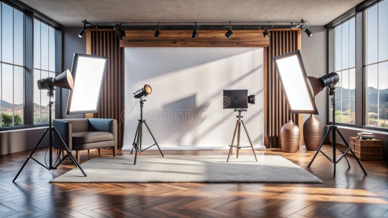 Modern Photography Studio with Natural Light, White Backdrop, and ...