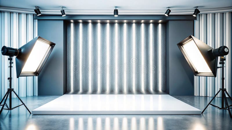 Modern Photography Studio with White Backdrop and Professional Lighting ...