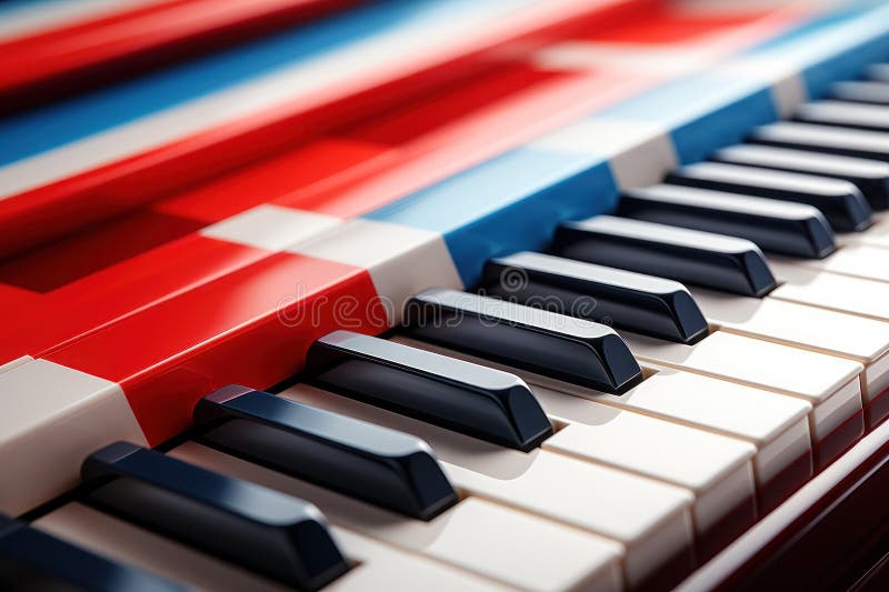 Modern Piano Keys Horizontally Lining One Side and Aura of Red White ...