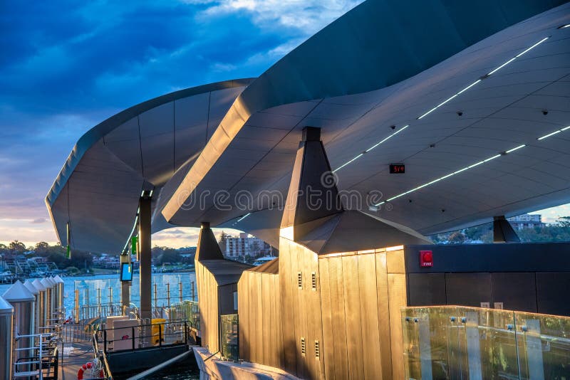 Modern Pier in Darling Harbour at Sunset, Sydney Editorial Image ...