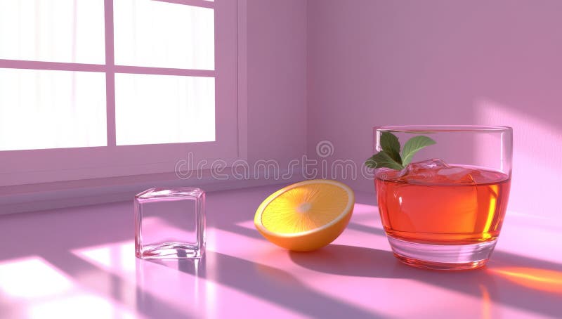 A Modern Pink Background Features a Pink Alcoholic Summer Cocktail ...