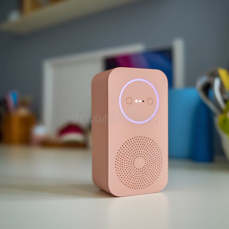 Modern Pink Bluetooth Speaker with LED Ring and Perforated Design ...