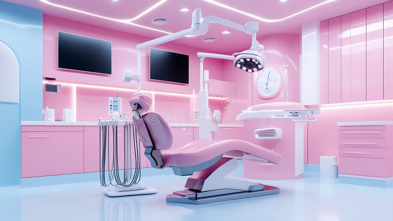 Modern Pink Dental Office Interior Design Stock Image - Image of ...