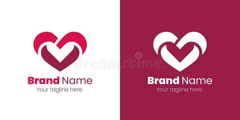 Modern Pink Heart Logo Design Template for Branding Stock Illustration ...