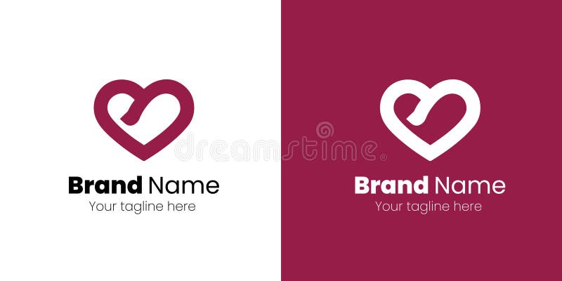Modern Pink Heart Logo Design Template for Branding Stock Illustration ...