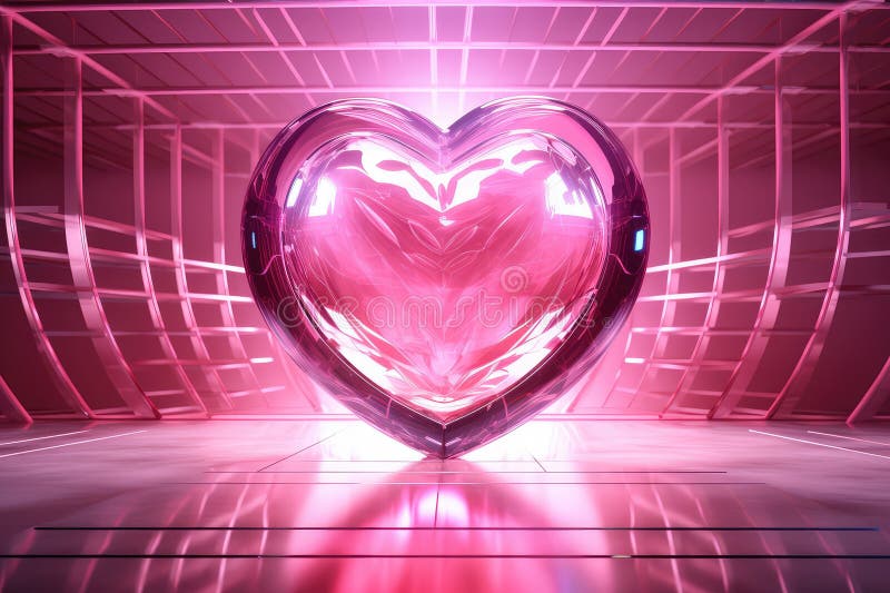 Modern Pink Heart with Reflection on a Multilayered Background Stock ...