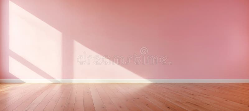 Modern Pink Interior with Geometrical Sunlight and Shadows. Empty Wall ...