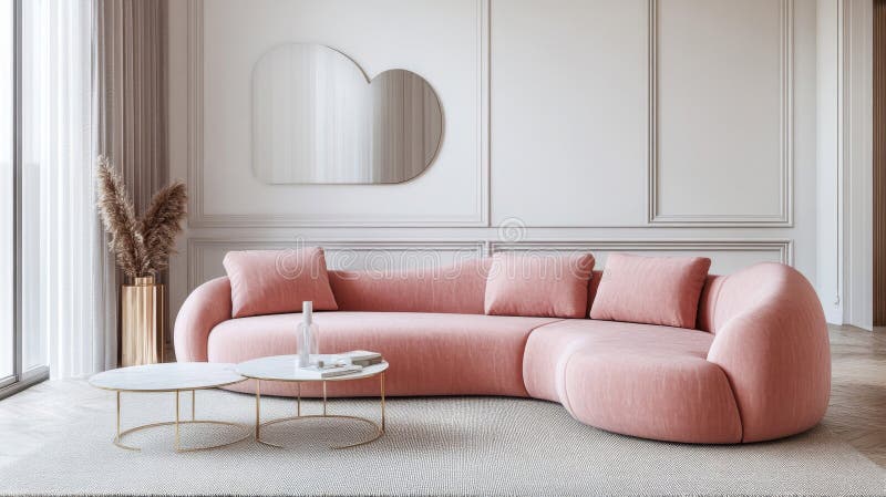 Modern Pink Sofa Living Room Interior Design Stock Illustration - Illustration of sophisticated ...