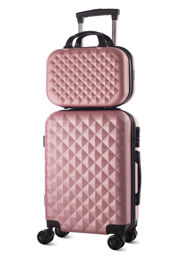Modern Pink Travel Suitcase with Textured Design, Isolated on White ...