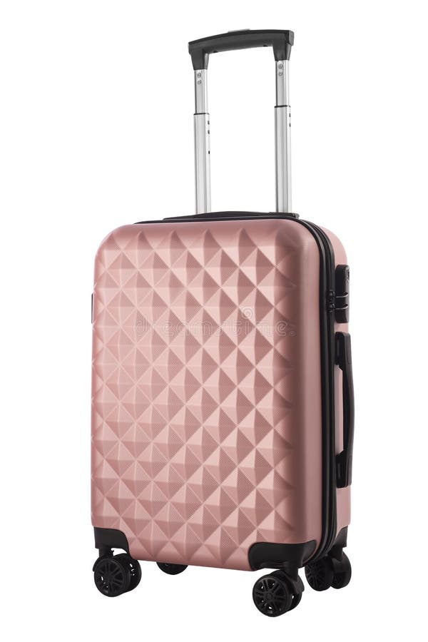 Modern Pink Travel Suitcase with Textured Design, Isolated on White ...
