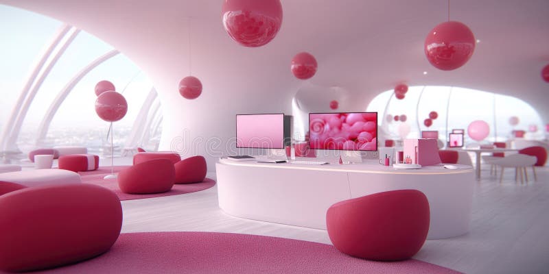 Modern Pink Workspace with Futuristic Design and Minimalist Aesthetic ...