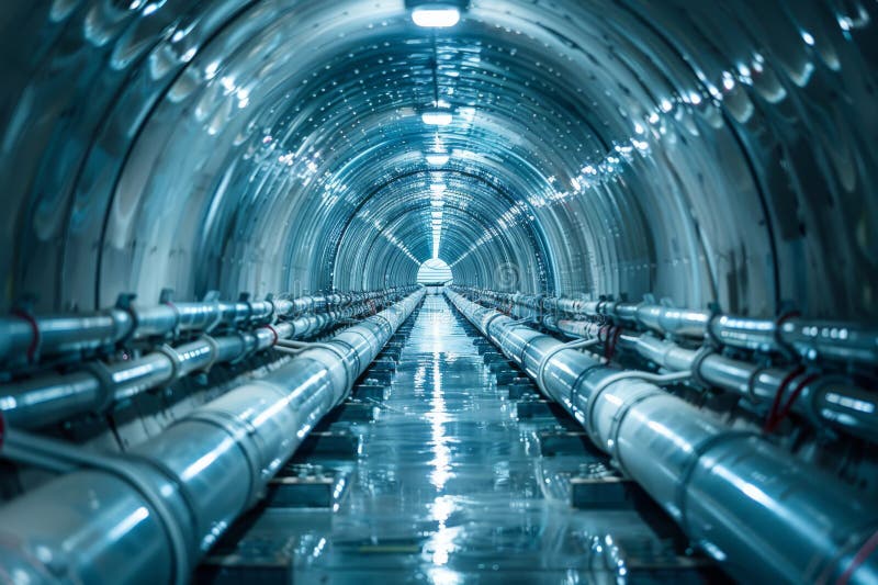 A Modern Pipeline Tunnel Characterized by Reflective Surfaces and ...