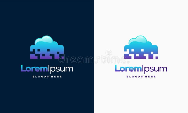 Modern Pixel Cloud Logo Designs Concept Vector, Cloud Tech Logo ...