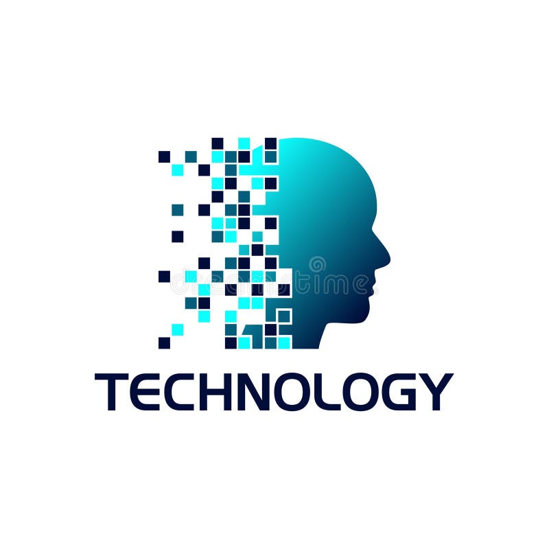 Modern Pixel Head Logo Vector. Robotic Logo Design Stock Vector ...