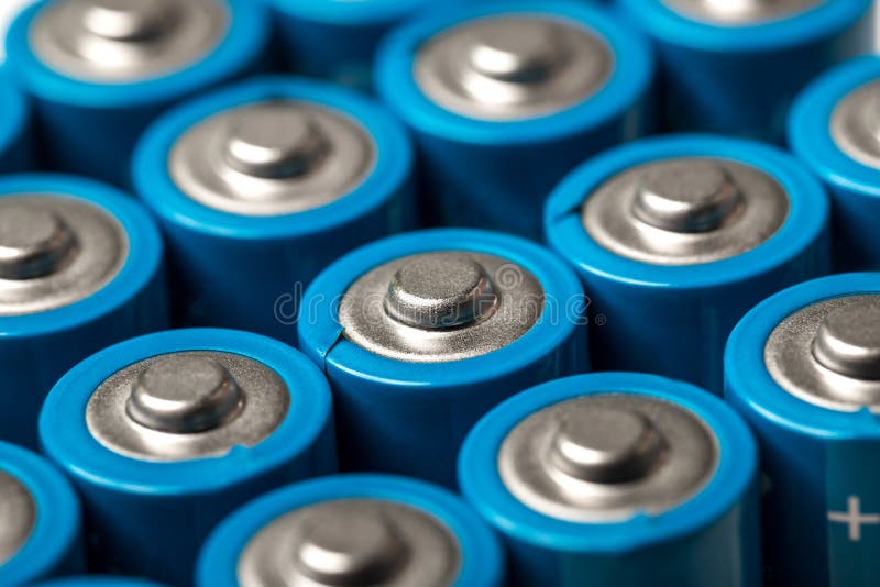 Modern Plain Batteries and Accumulators in a Row Stock Image - Image of ...