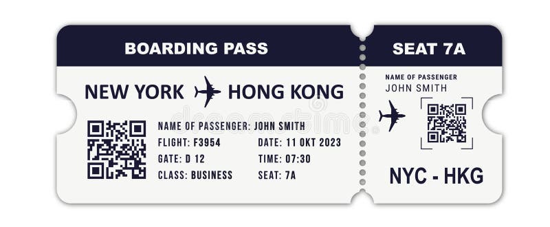 Modern Plane Ticket with City, Passenger, Gate, Flight, Class, Seat ...