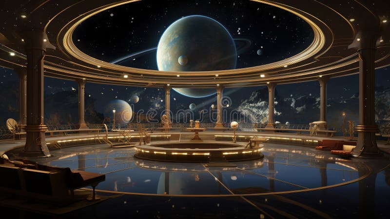 Modern Planetarium with a Projection of the Planets and Stars of the ...