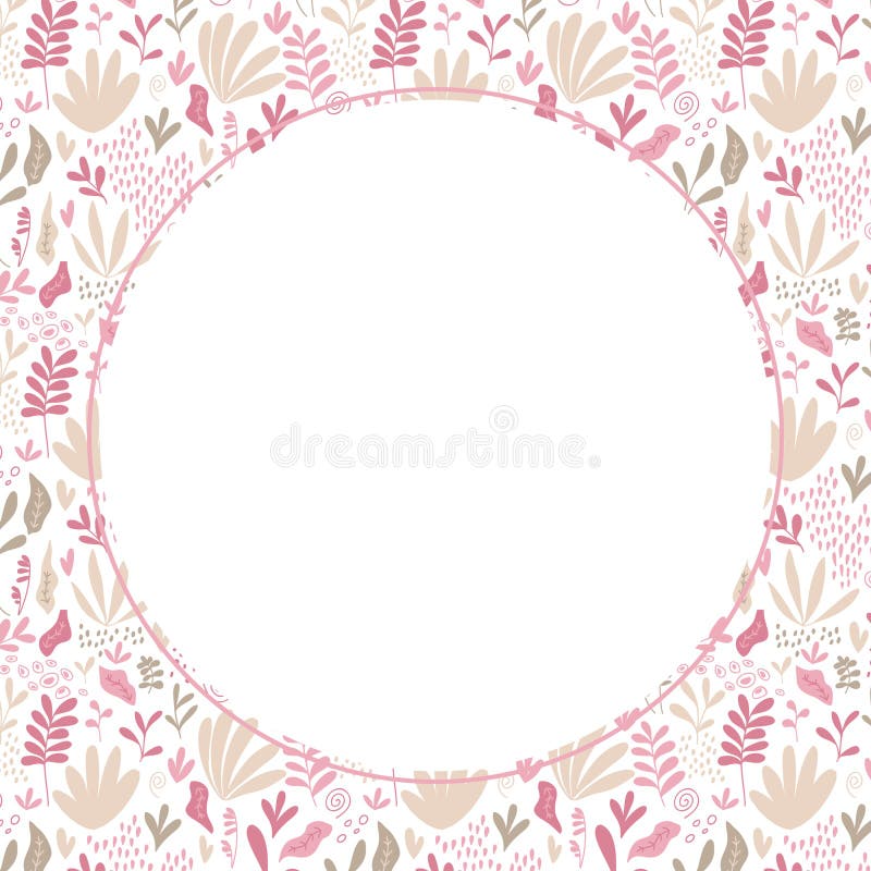 Modern Plant Circle Pink and Beige Frame Template Stock Vector ...
