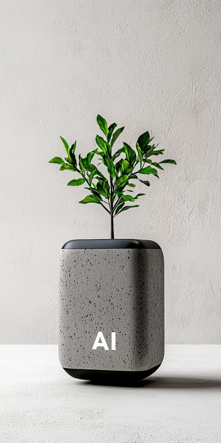 Modern Plant in Concrete AI Planter Stock Illustration - Illustration ...