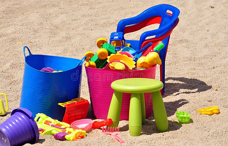 Modern plastic toys stock image. Image of rake, shovel - 121341595