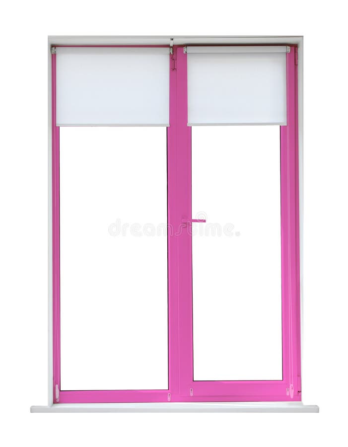 Modern Plastic Window with Pink Frame on White Background Stock Photo ...