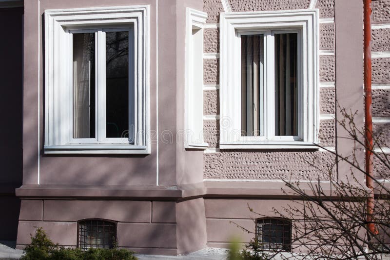 Modern Plastic Windows in the Wall of the House Stock Image - Image of ...