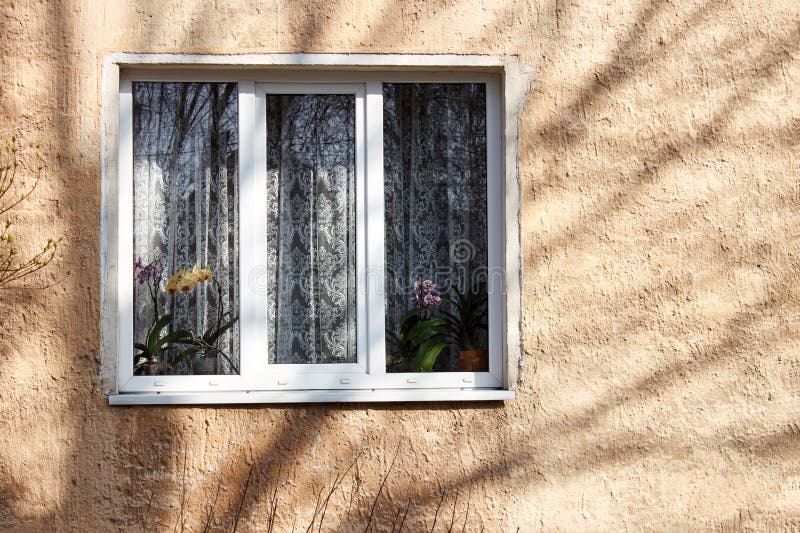Modern Plastic Windows in the Wall of the House Stock Photo - Image of ...