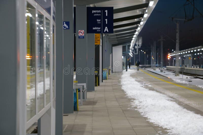 Modern Platform of a Small Railway Station. Stock Image - Image of ...