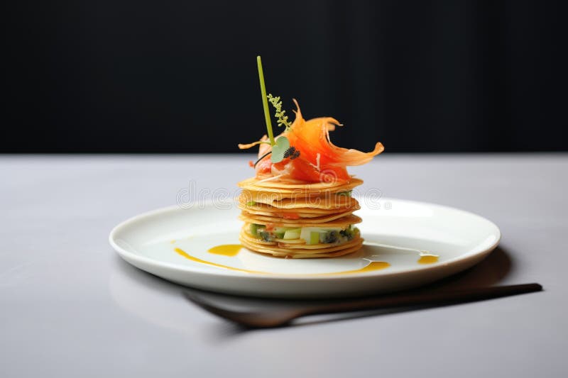 Modern Plating of a Single Kimchi Pancake, Minimalist Style Stock Photo ...