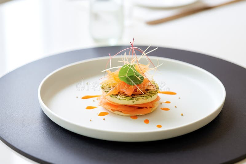 Modern Plating of a Single Kimchi Pancake, Minimalist Style Stock ...