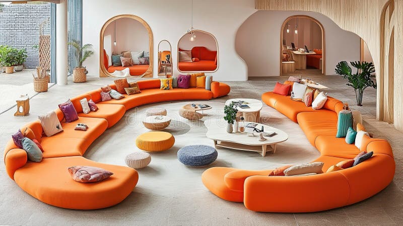 Modern, Playful, and Inviting Seating Arrangement in a Spacious, Airy ...