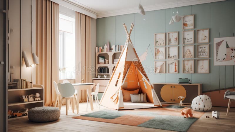 Modern Playroom for Children with Perfect Order Stock Illustration ...