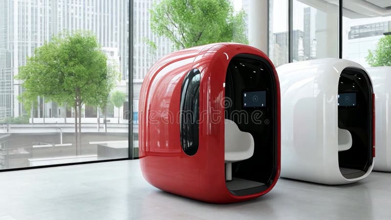 Modern Pod Workspaces Arranged in a Spacious Office Environment with ...