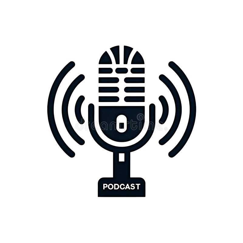 Modern Podcast Icon with Retro Microphone and Sound Waves Stock ...
