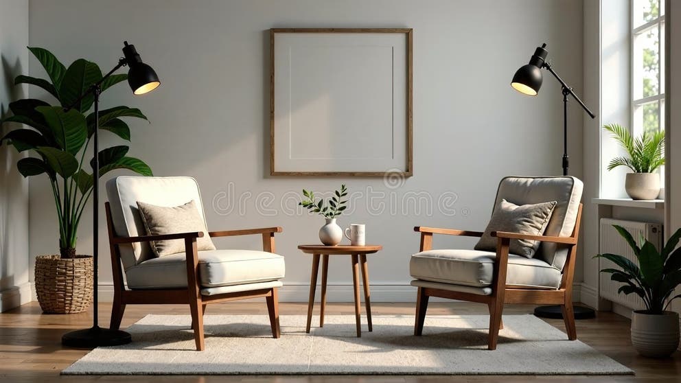 Modern Podcast Interview Studio Professional Recording Space with Empty ...