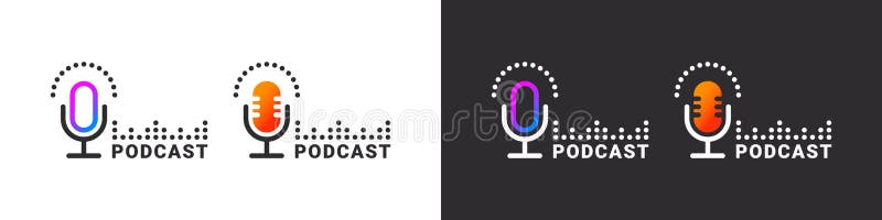 Modern Podcast Logo or Badge. Podcast Sign. Podcast Microphone Icons ...