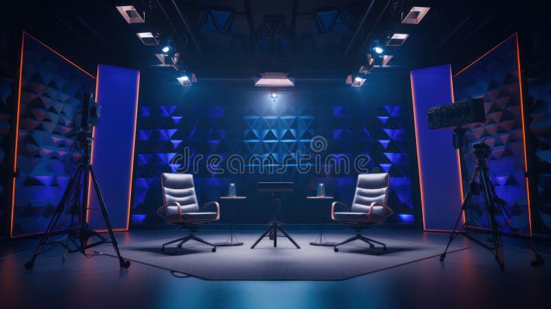 The Modern Podcast and Streaming Studio with Led Panels Background for ...