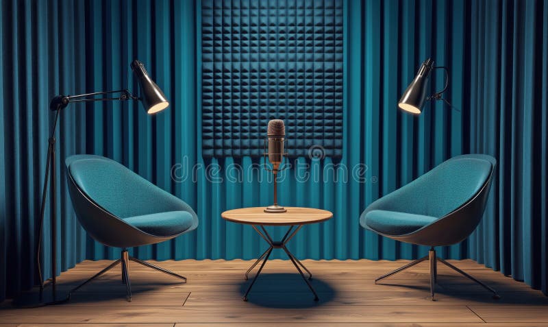 Modern Podcast Studio Setup with Stylish Chairs and Microphone in ...
