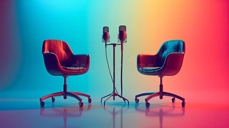 Modern Podcast Studio Setup with Two Chairs and Microphones. Generative ...