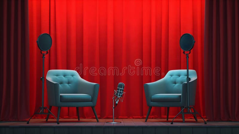 Modern Podcast Studio Setup with Two Chairs and Microphones. Generative ...