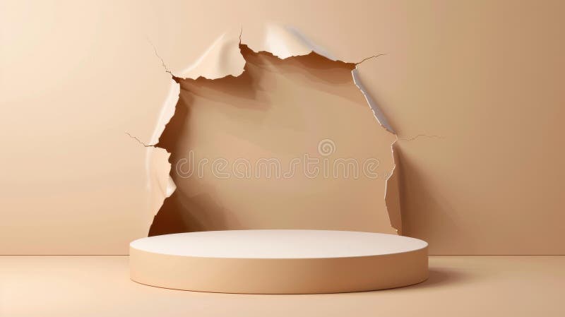 Modern Podium for Product Display with Abstract Paper Design on Pastel ...