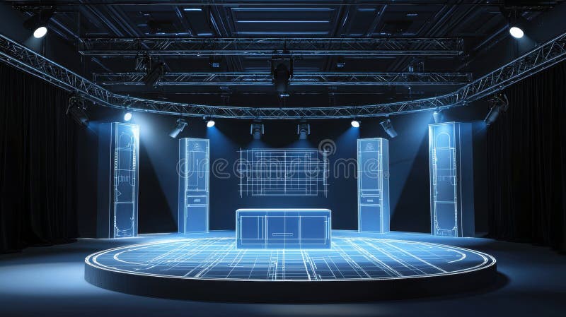 Modern Podium is Showcased in High Tech Studio Setting, Illuminated by ...