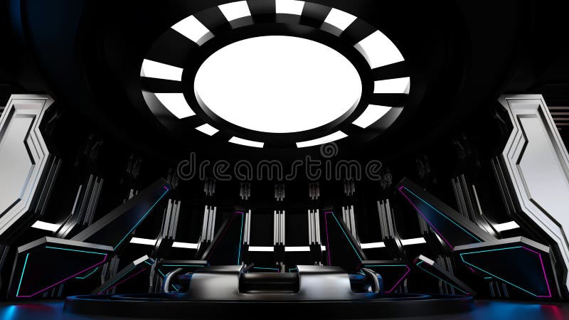 Podium in Spaceship or Space Station Interior, Sci Fi Tunnel, Stage for ...