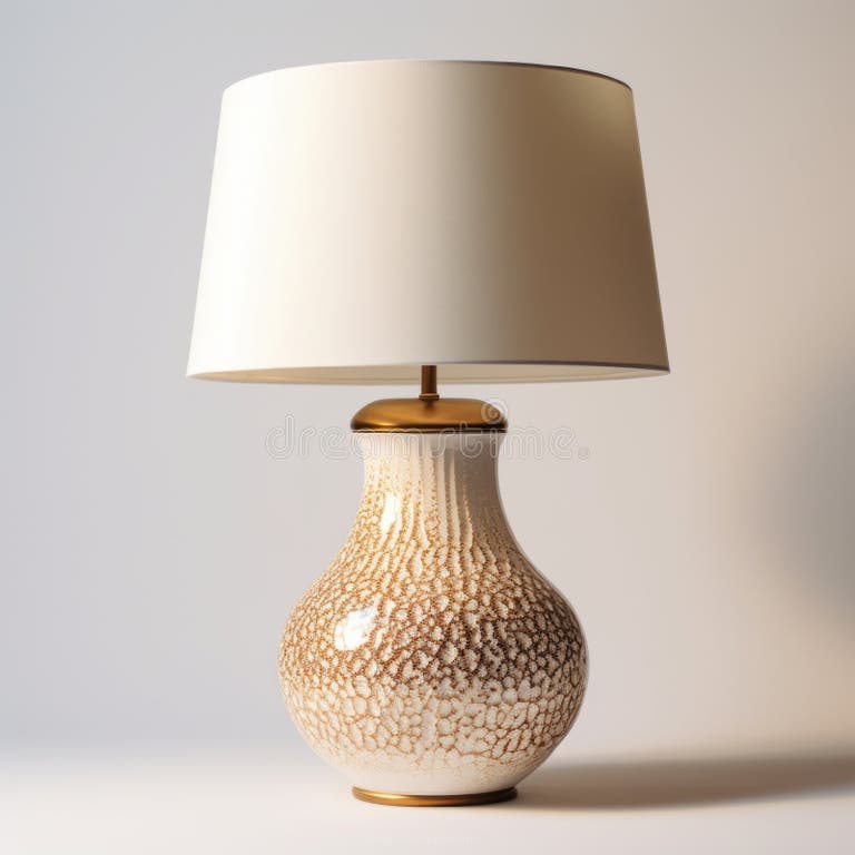 Modern Pointillist Lamp with Beige Shade and Shiny Bumpy Texture Stock ...