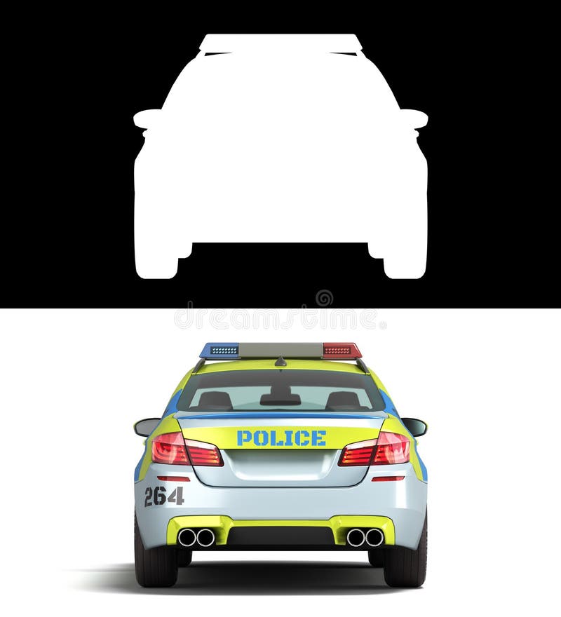 Modern Police Car Back View 3d Remdr on White with Alpha Stock ...