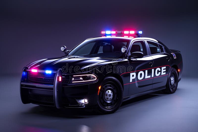 Modern Police Car with Lights in Urban Setting Stock Image - Image of ...