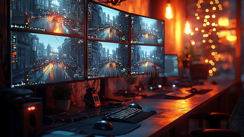 Modern Police Control Room with Multiple Screens Displaying High Speed ...