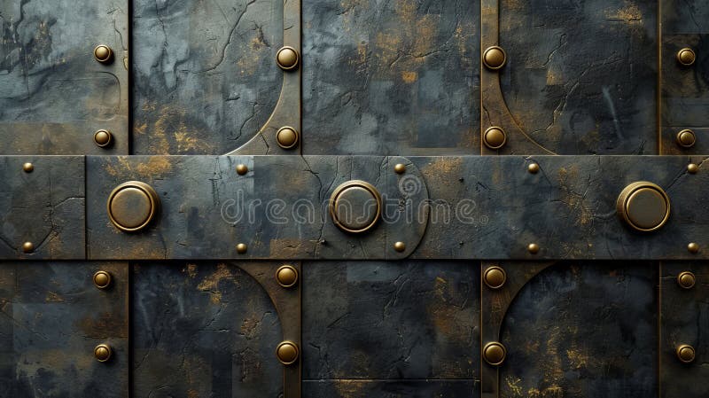 Modern Polished Metallic Pattern with Bronze Shapes on a Dark ...