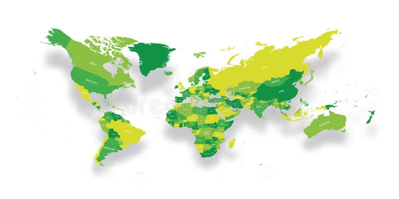 Modern Political Map of World. Distorted Design with Bent Corners and ...